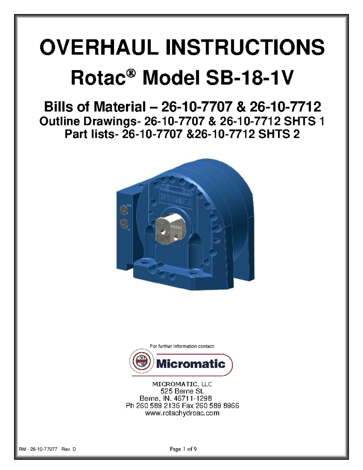 Rotac sb181v - OVERHAUL INSTRUCTIONS Rotac Model SB- 18 - 1V Bills of ...