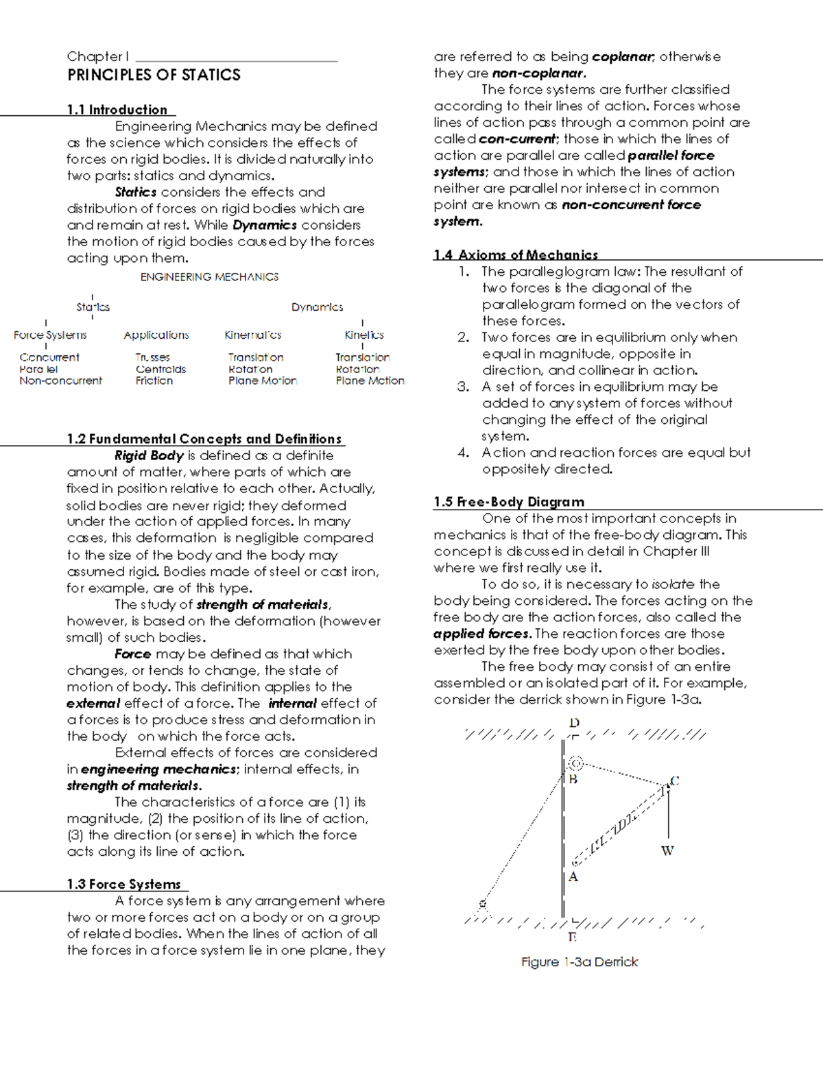 Chapter 1 - Principles of Statics - Chapter I PRINCIPLES OF STATICS 1 ...