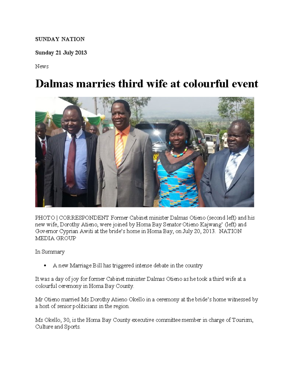 Dalmas Otieno Marries Third WIFE [CLS - 305 - Family LAW] - SUNDAY ...