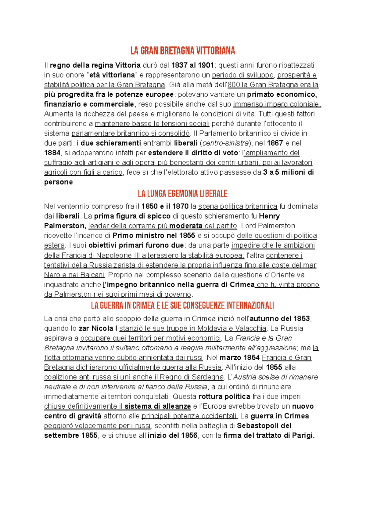 Storia estate 2023 - compiti - LA GRAN BRETAGNA VITTORIANA Il regno ...