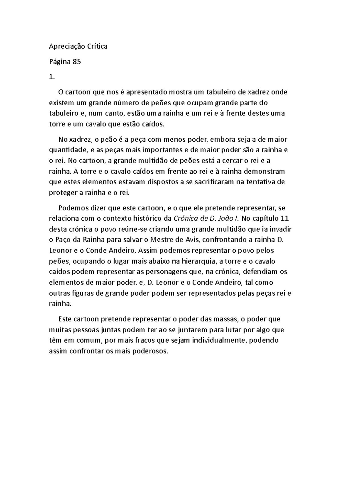 Apreciação Crítica - Cartoon - Apreciação Crítica Página 85 O cartoon ...