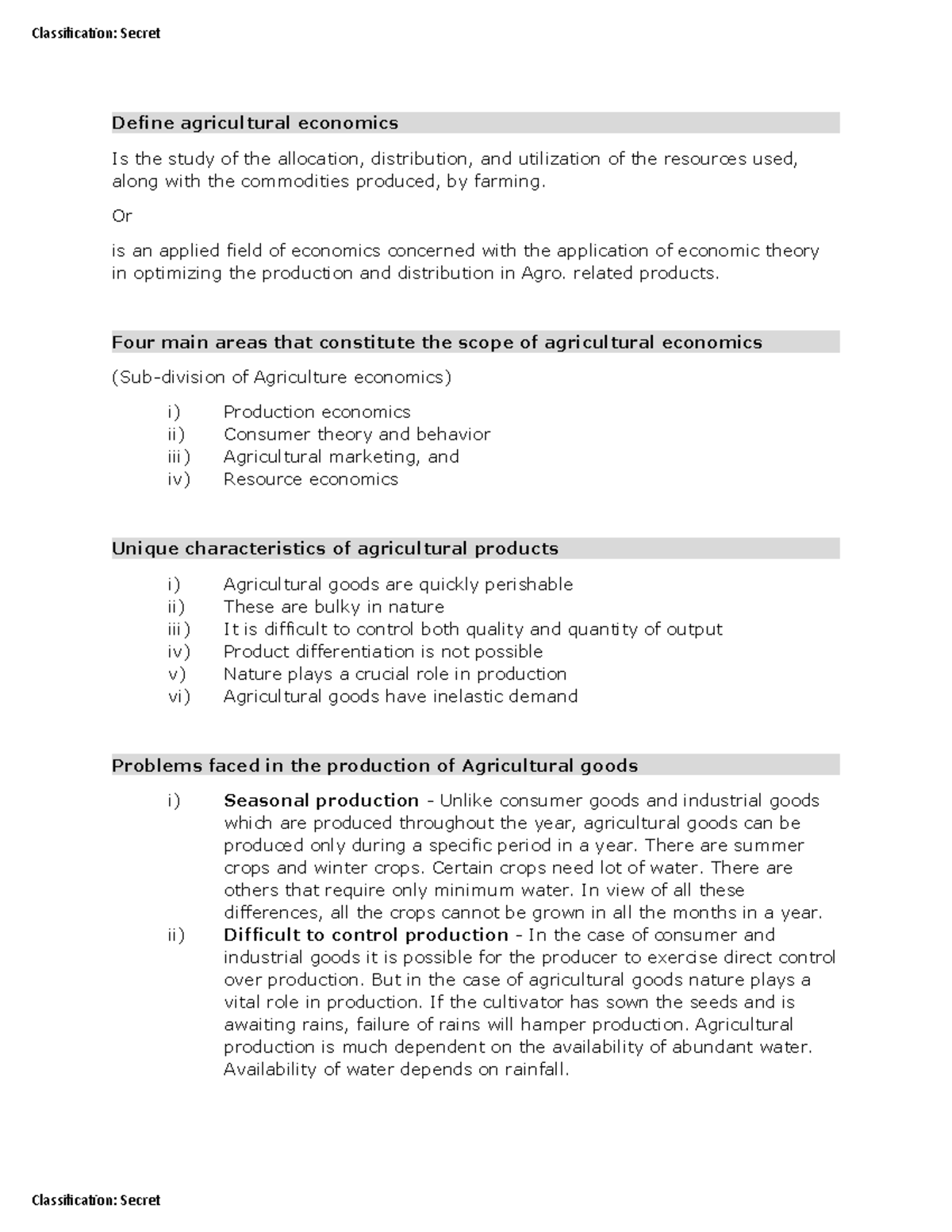 Agr - Notes for agriculture economics - Define agricultural economics ...