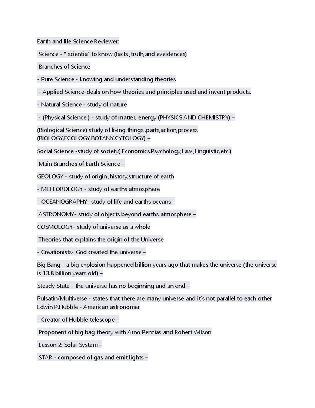 Earth and life Science Reviewer 1 - Earth and life Science Reviewer ...