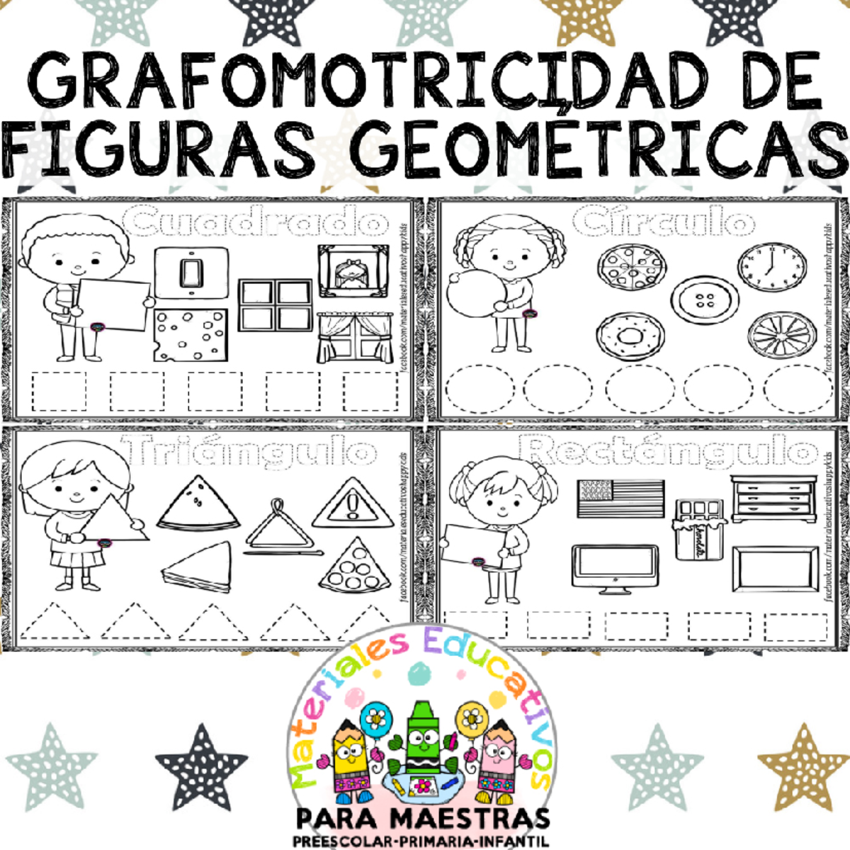 Grafomotricidad para practicar trazos figuras geométricas recopilado ...
