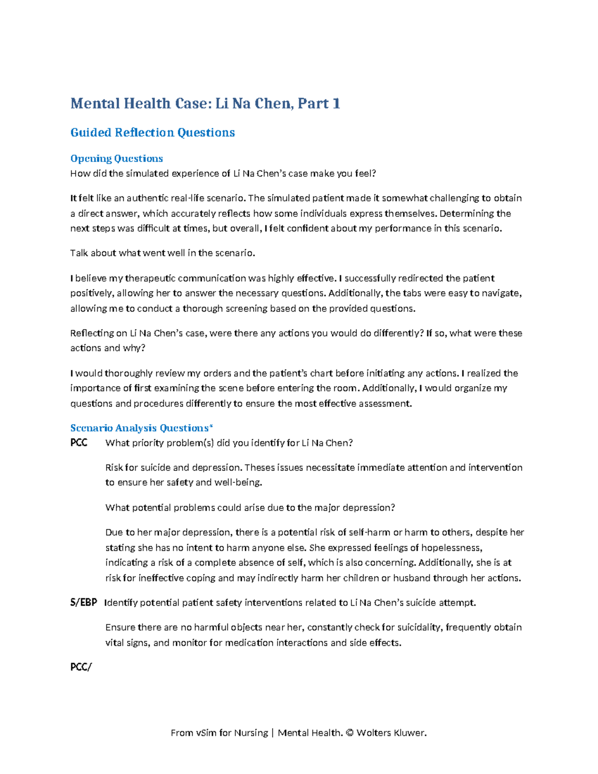 Guided Reflection Questions-Li Na Chen - Mental Health Case: Li Na Chen, Part 1 Guided ...