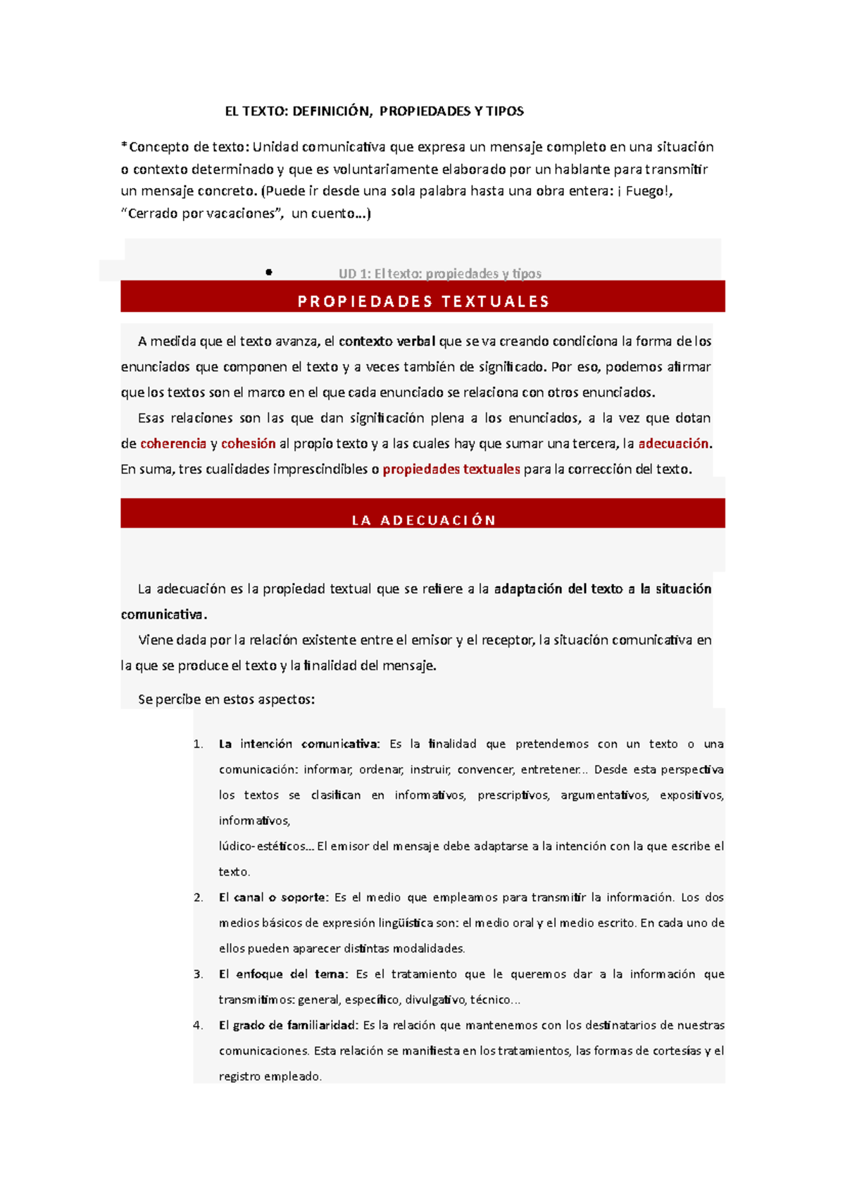 Coherencia y cohesión - Apuntes - EL TEXTO: DEFINICIÓN, PROPIEDADES Y ...