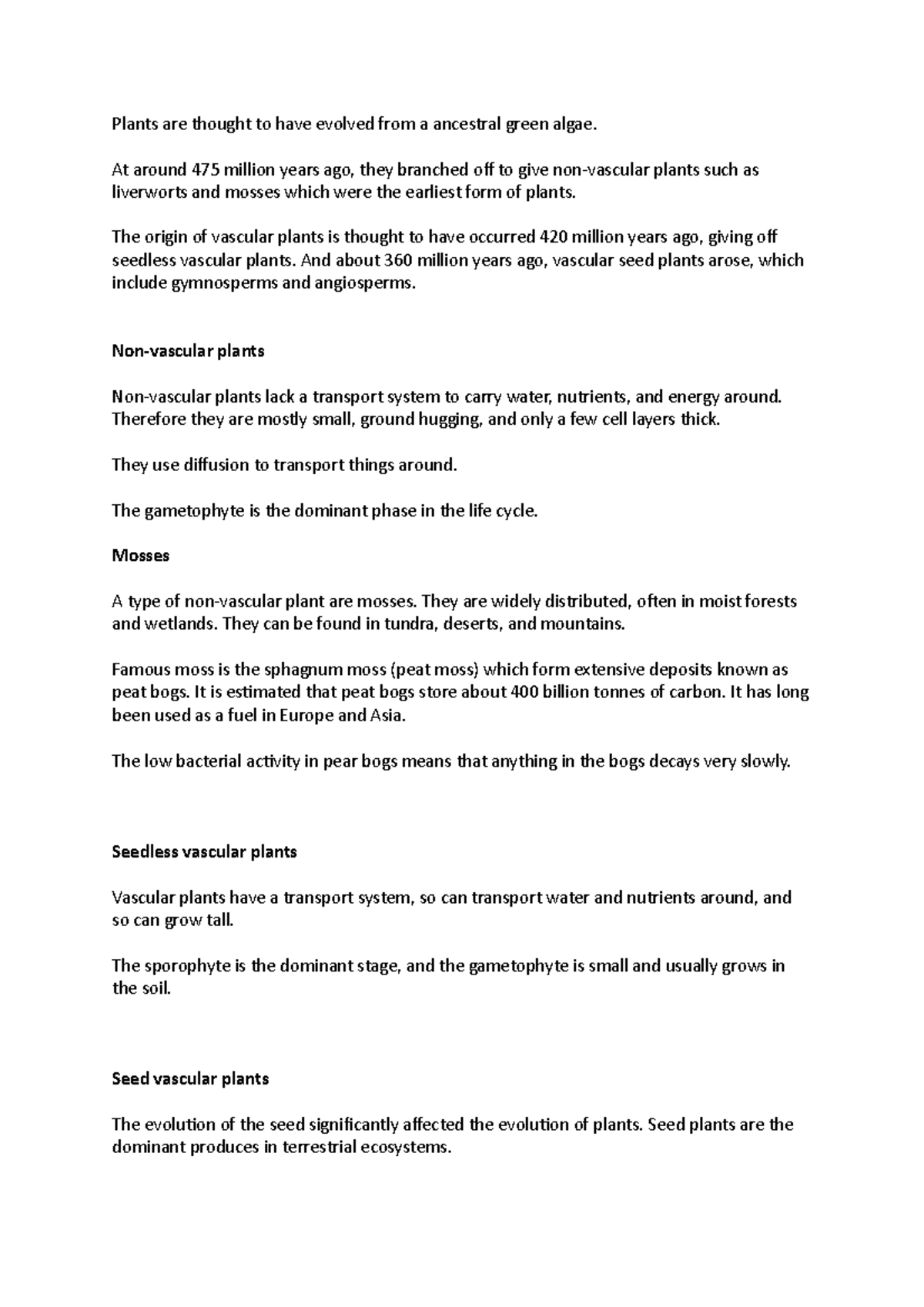 Plant diversity - Detailed study notes for final exam (Distinction ...