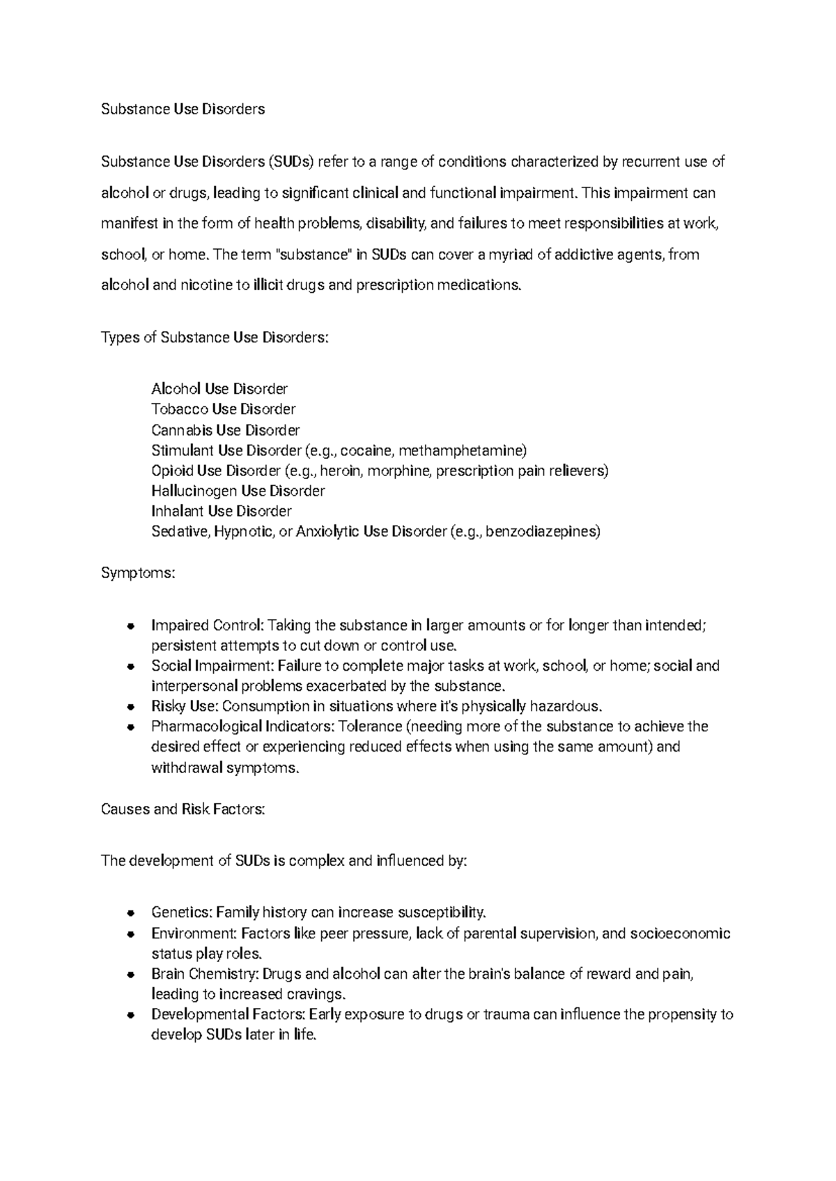 Substance Use Disorders - Substance Use Disorders Substance Use ...