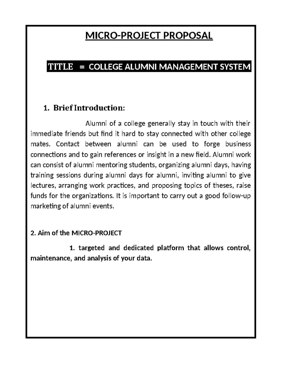 DBMS Micro- Project Proposal - MICRO-PROJECT PROPOSAL TITLE = COLLEGE ...