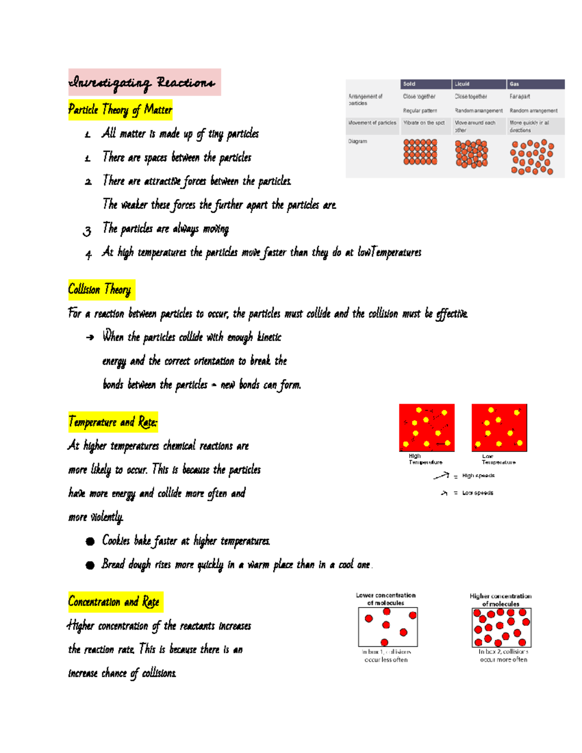 Chemistry - Investagtaing Reactions - Investigating Reactions Particle ...