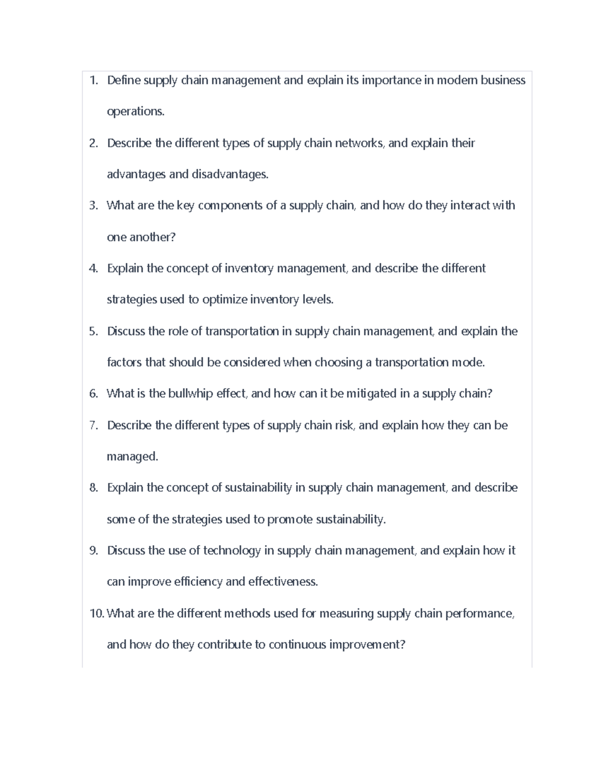 Supply Chain Review - Define supply chain management and explain its ...