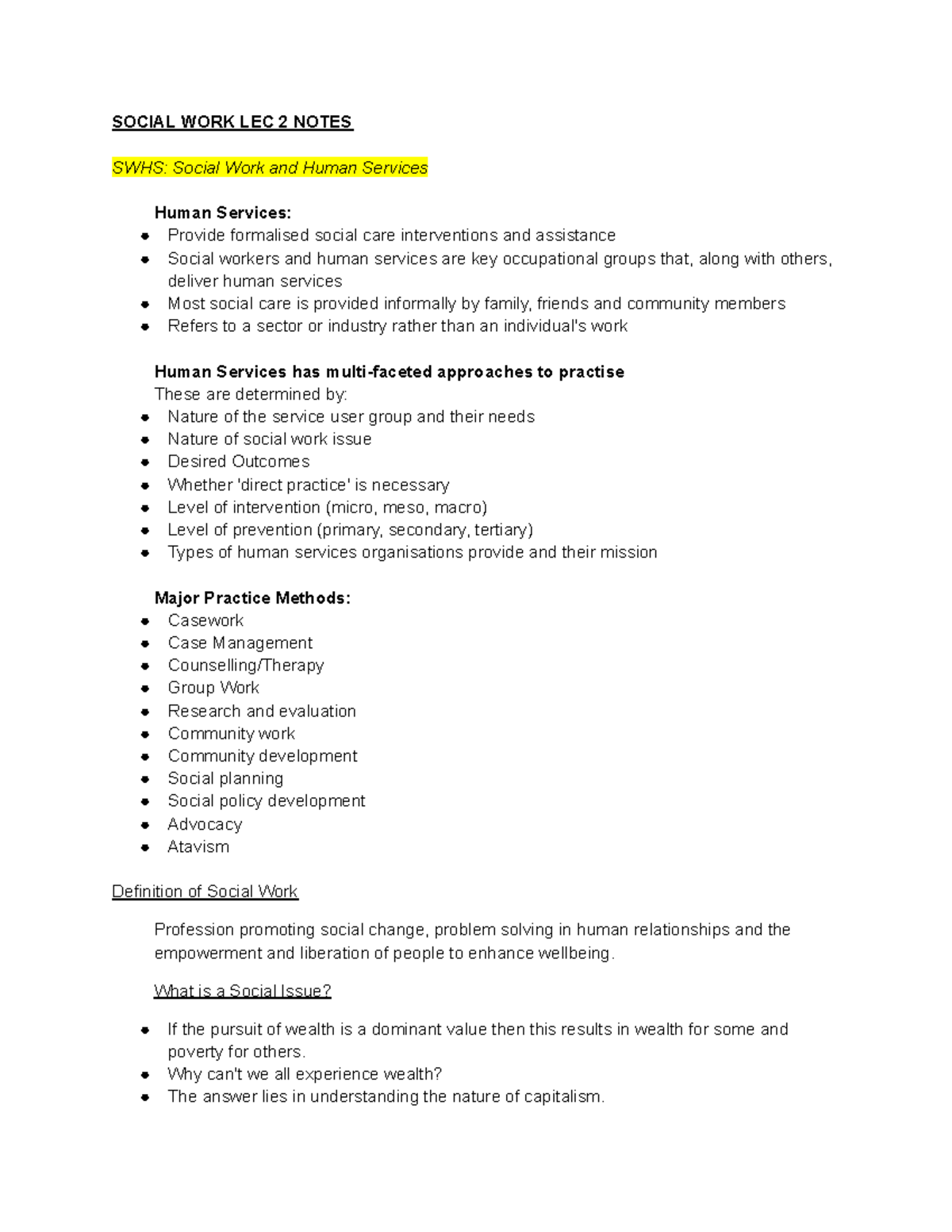 Social WORK LEC 2 Notes WHAT IS Social WORK - SOCIAL WORK LEC 2 NOTES ...
