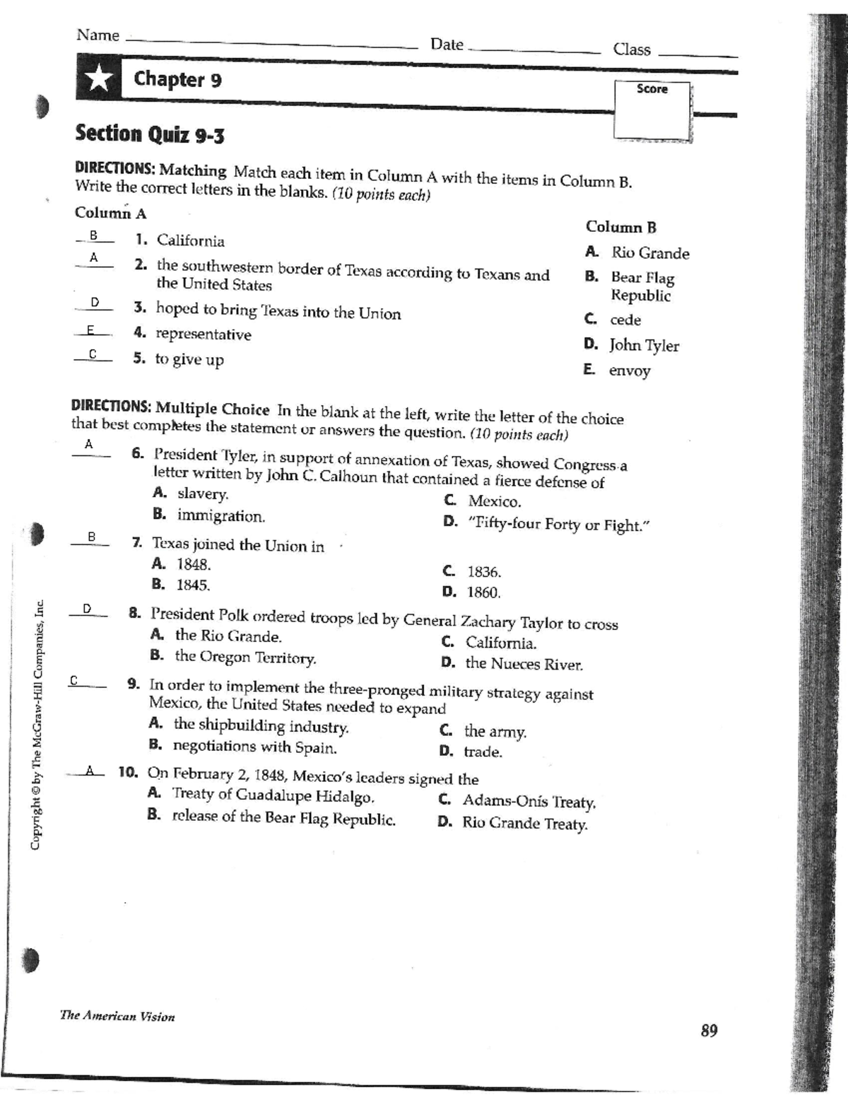 section quiz 9.3 - Studocu