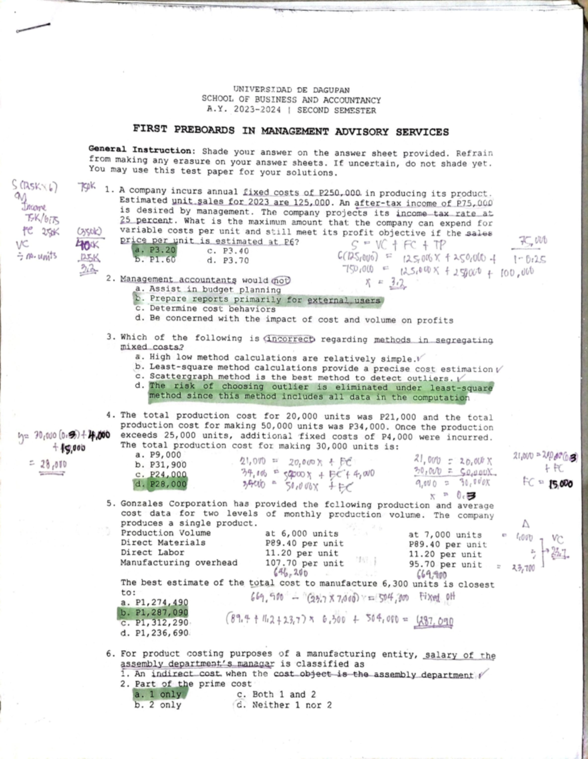 First PB MAS UDD 2023-2024 - UNIVERSIDAD DE DAGUPAN SCHOOL OF BUSINESS ...