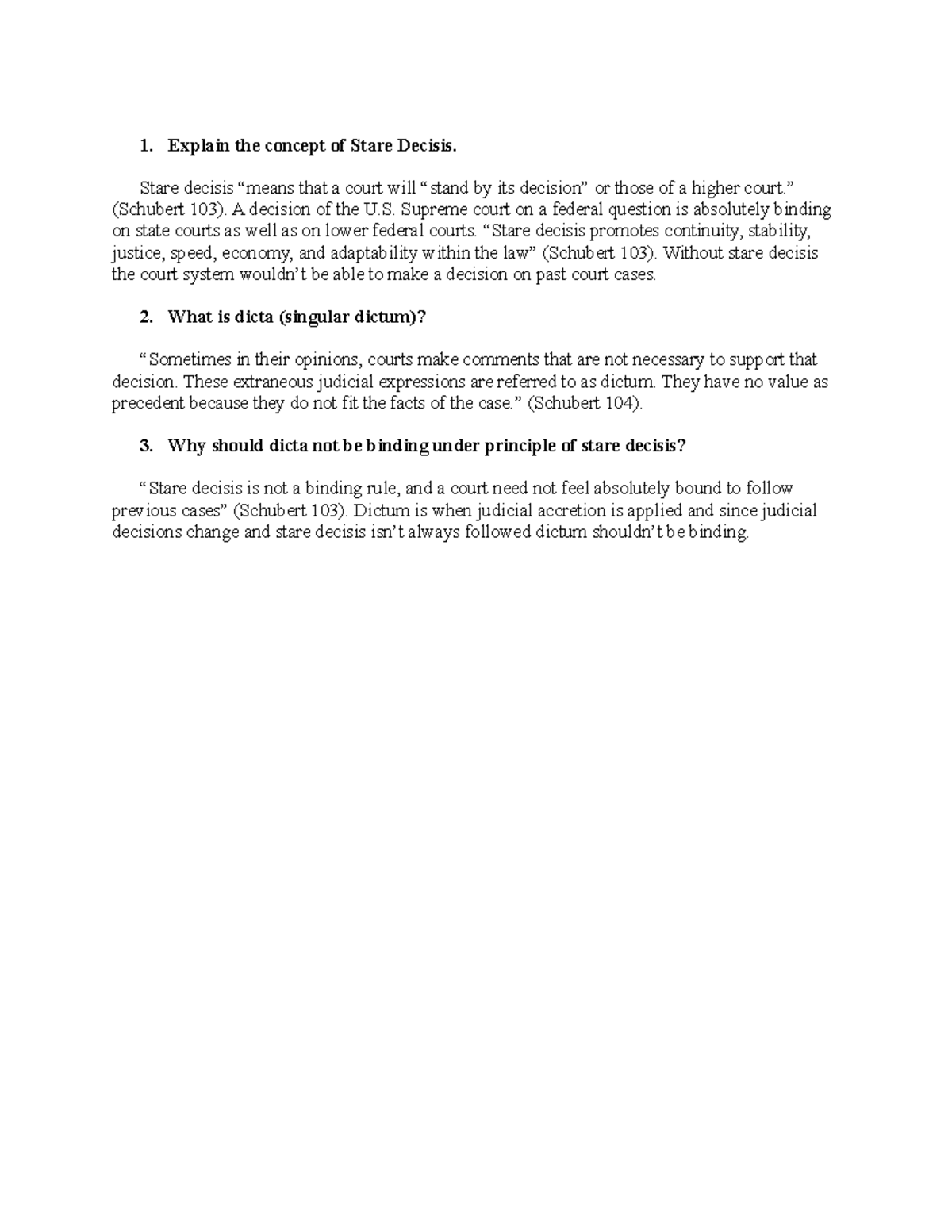 Assignment 2 intro to law stare decisis copy - 1. Explain the concept ...