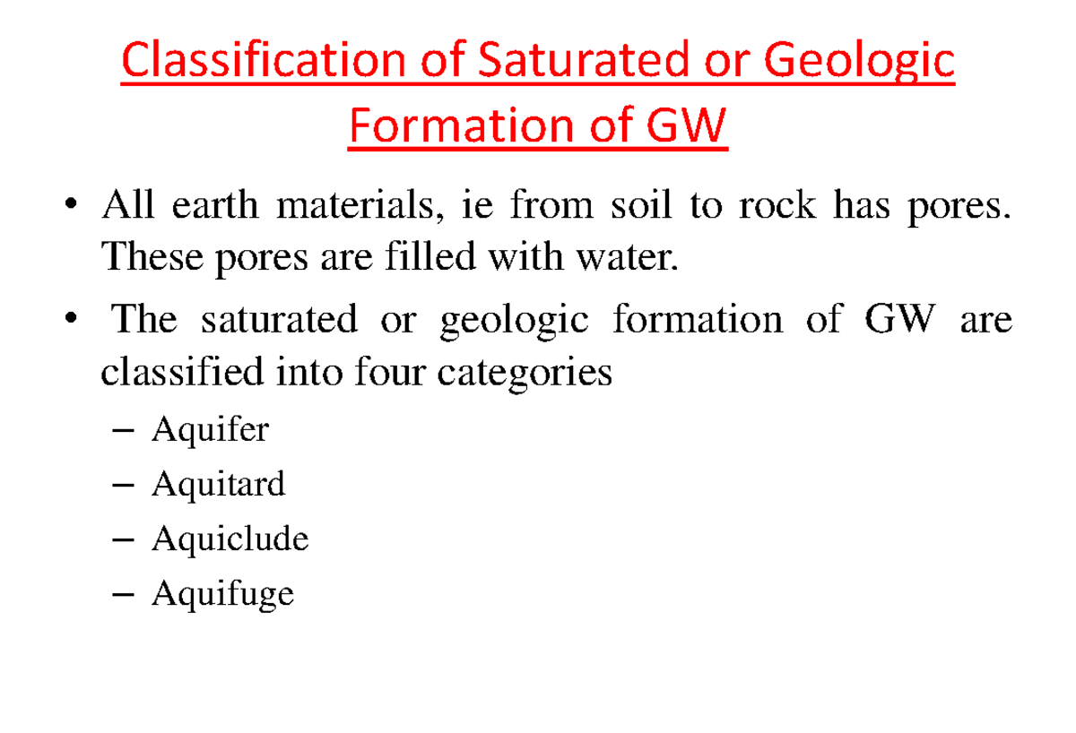 Classification OF Saturated Formations - Classification of Saturated or ...