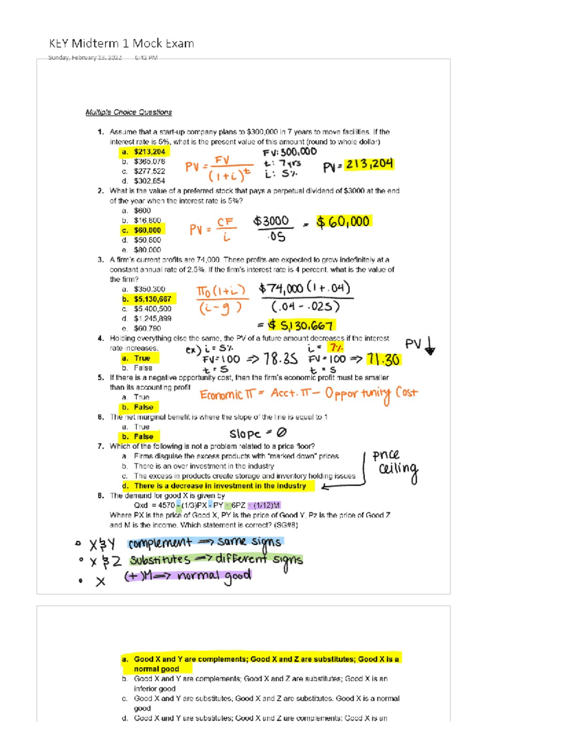 KEY Midterm 1 Mock Exam - Mock Exam 1 - ECON 315 - CSUF - Studocu