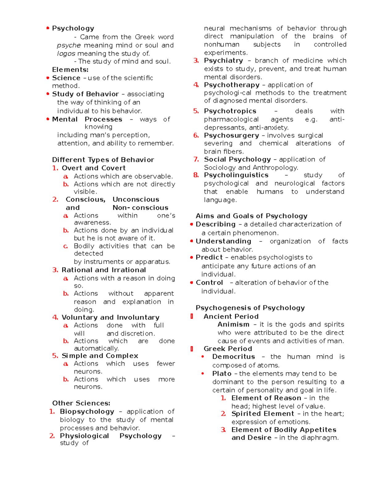 STC - Lecture Notes - Psychology - Came from the Greek word psyche ...