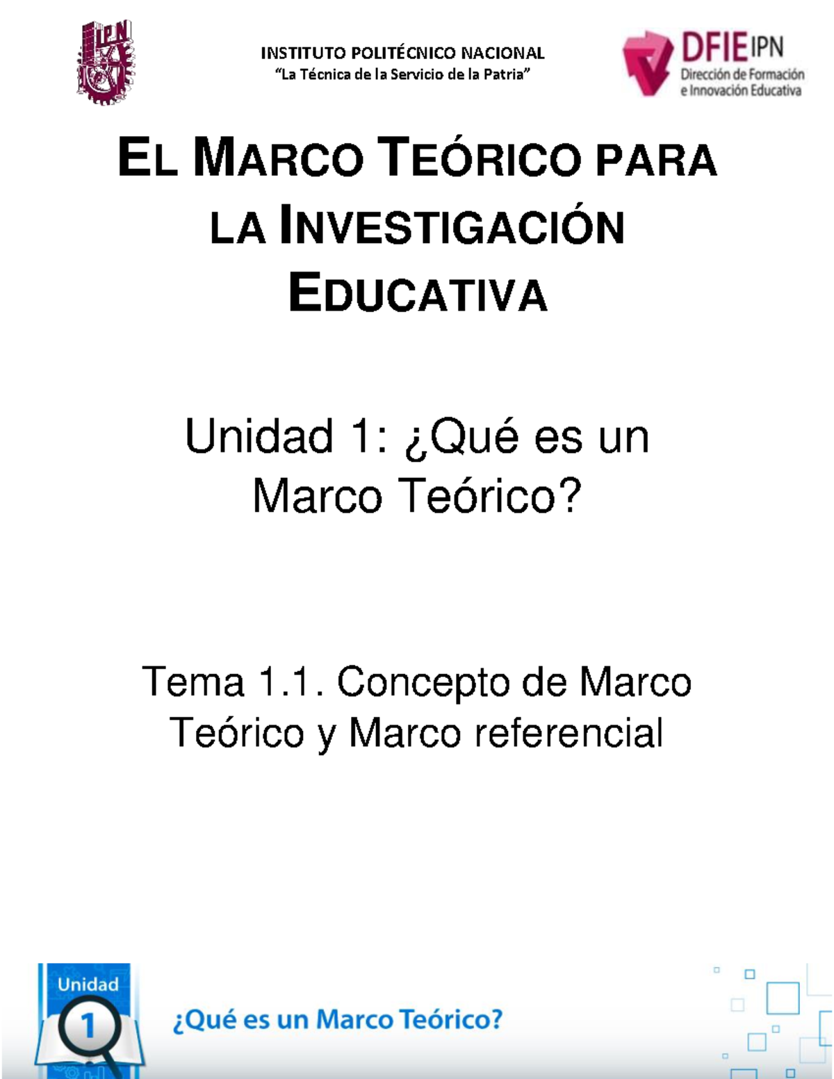 Tema 1.1. Concepto de Marco Teórico y Marco referencial - INSTITUTO ...