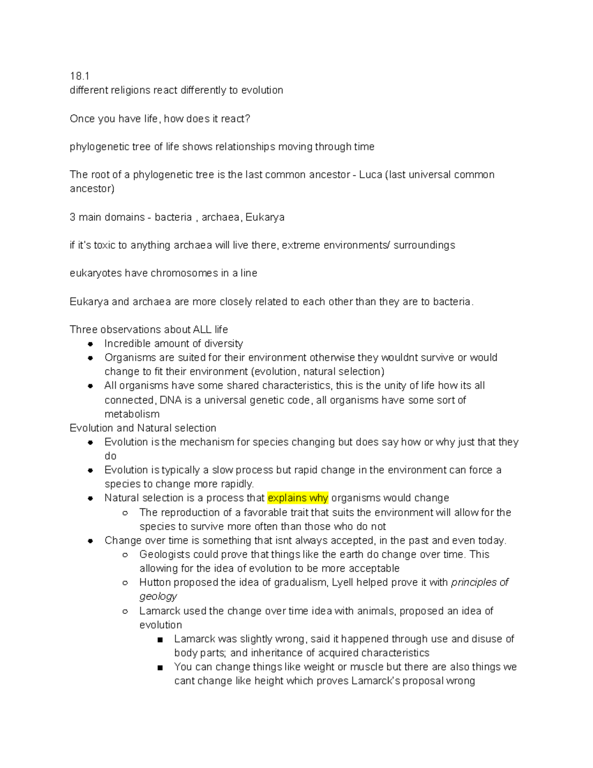 Bio chapt 18, 19, 20 - Yeargin is the professor, notes are for the ...