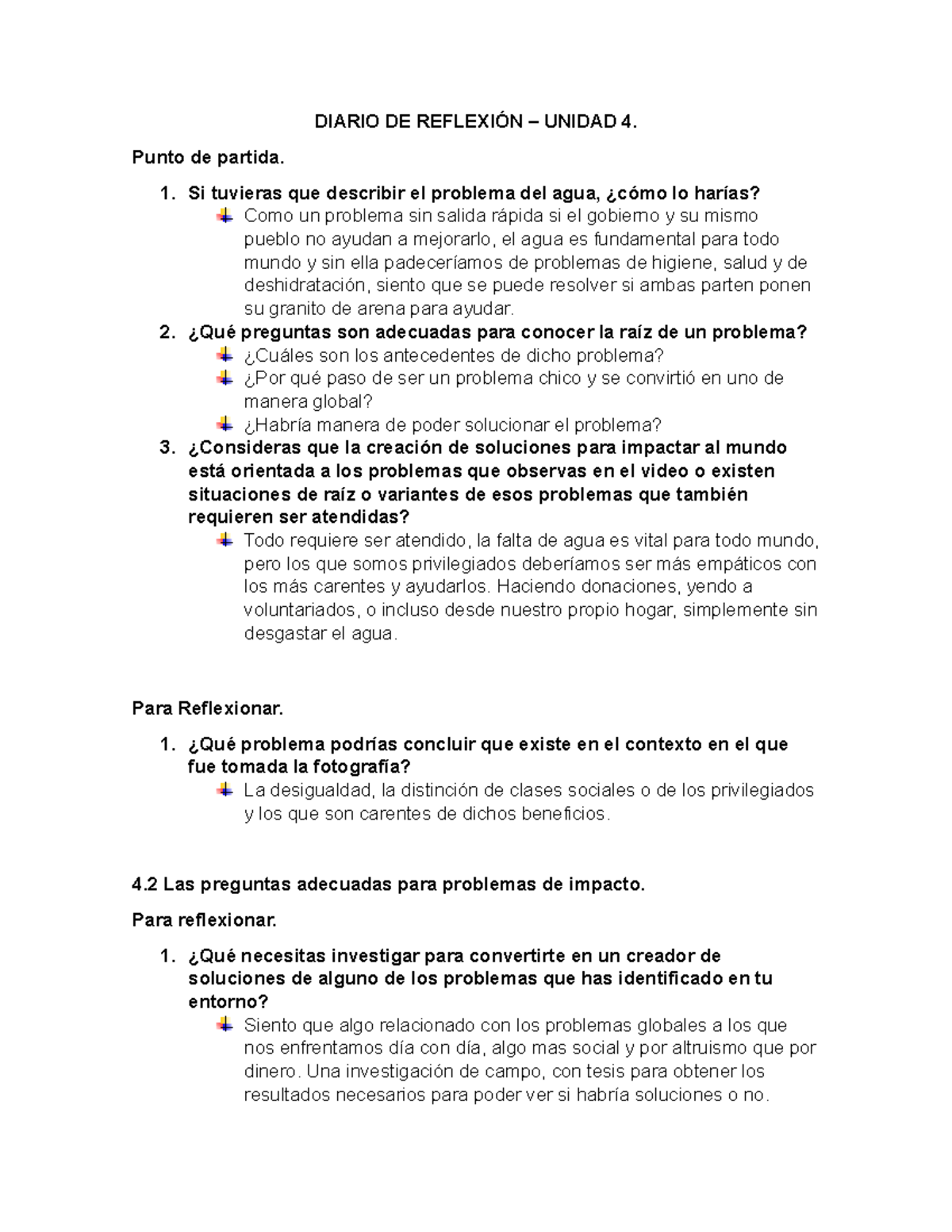 Diario DE Reflexión - Unidad 4 - DIARIO DE REFLEXIÓN – UNIDAD 4. Punto de partida. 1. Si ...