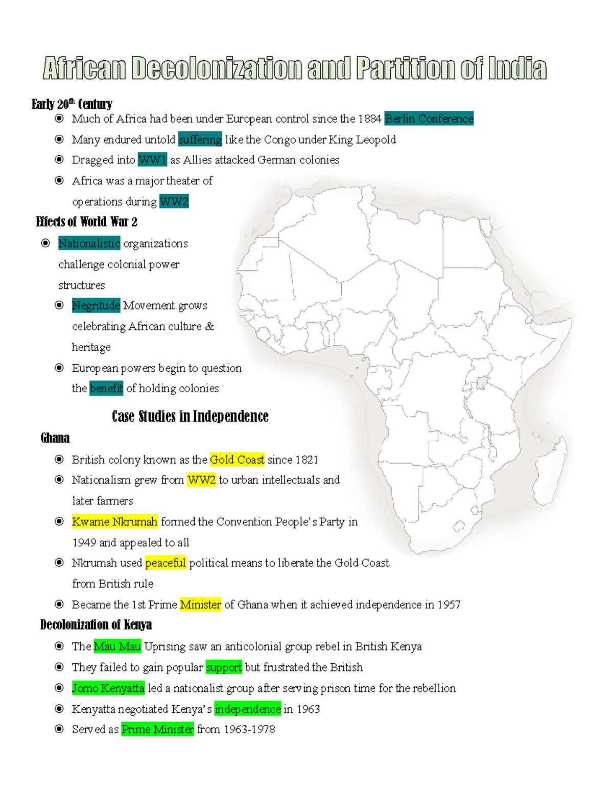 African Decolonization and Partition of India - Early 20th Century Much ...