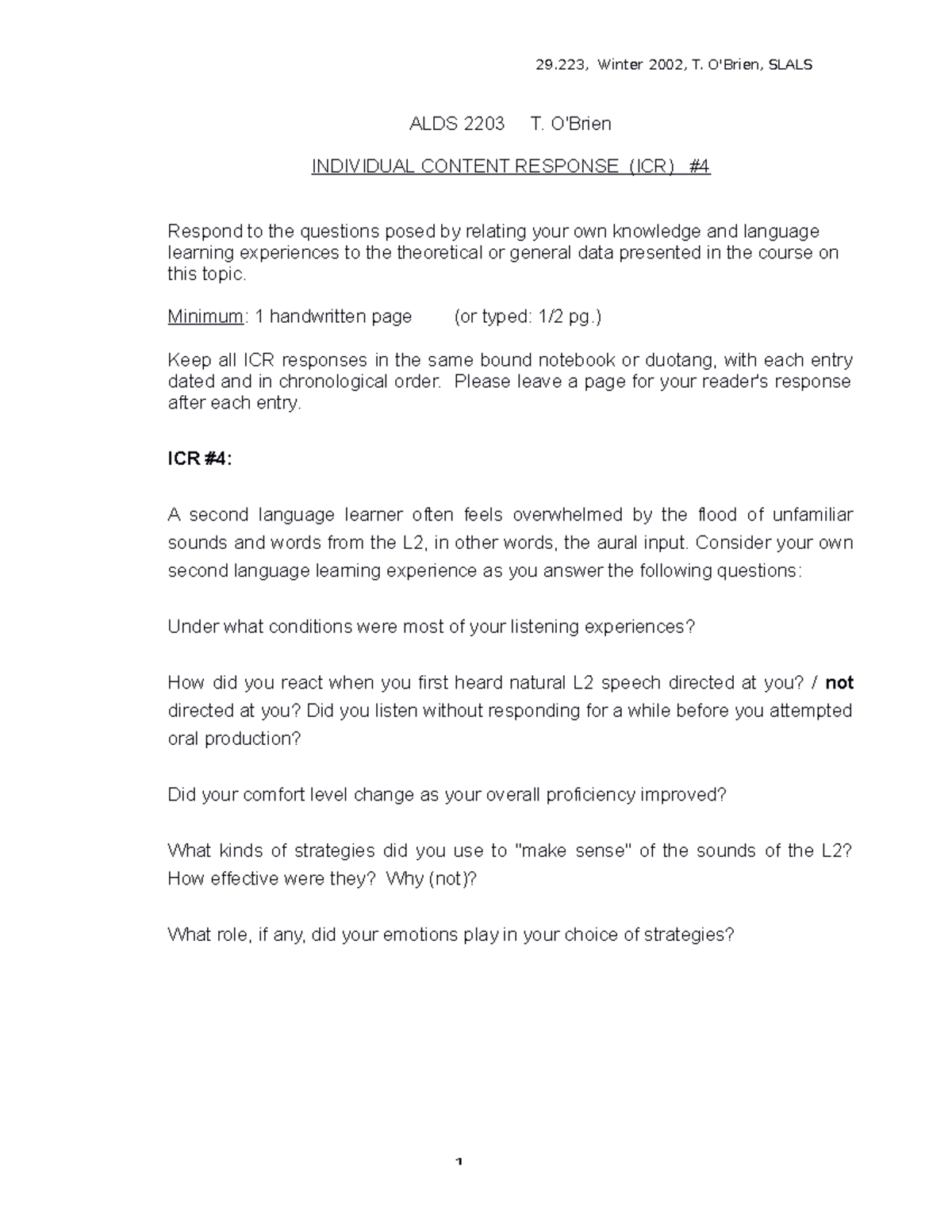 ICR4 - eng - 29, Winter 2002, T. O'Brien, SLALS ALDS 2203 T. O'Brien ...