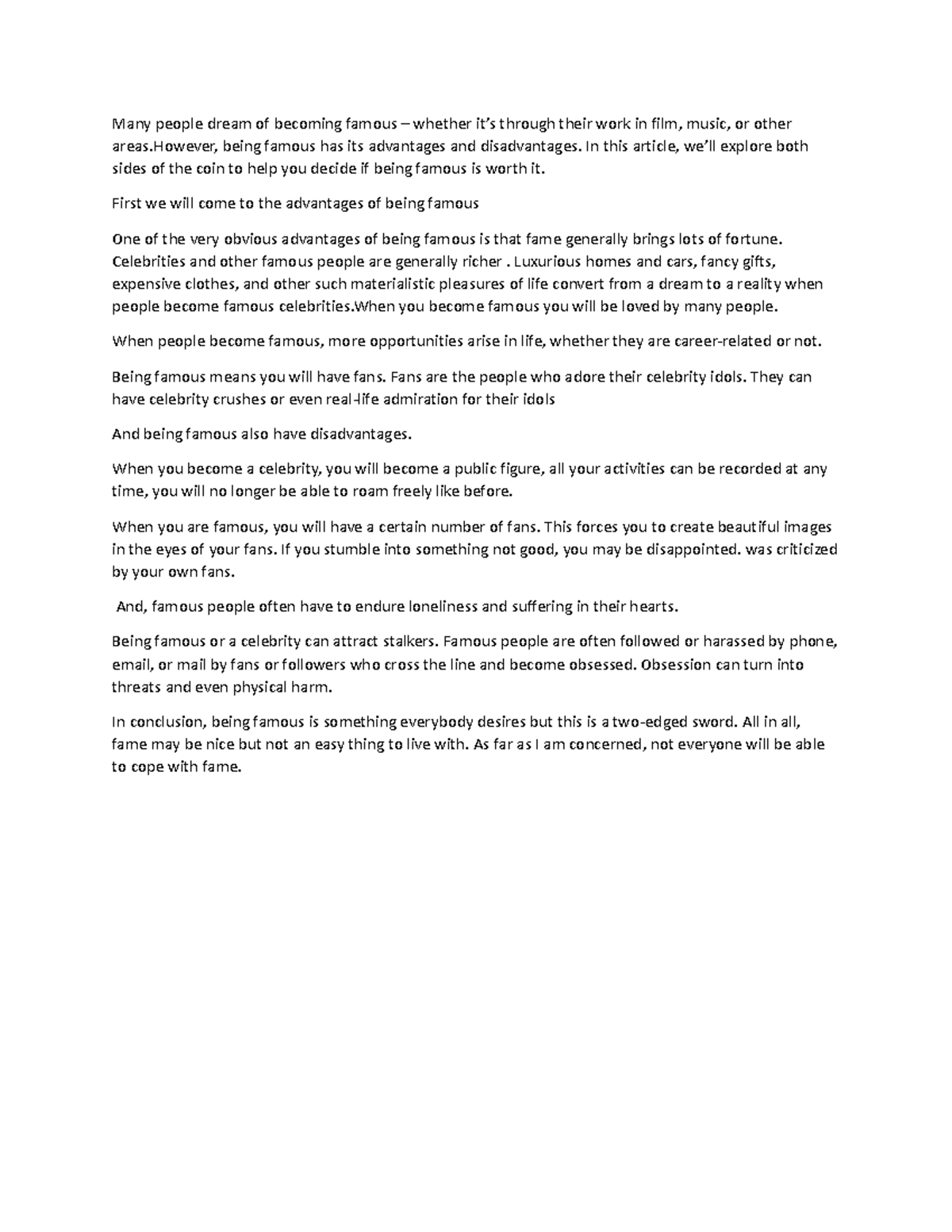 Famous - adfadf - Many people dream of becoming famous – whether it’s ...