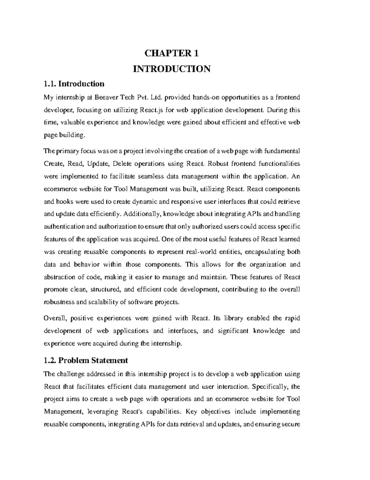 Main report - CHAPTER 1 INTRODUCTION 1. Introduction My internship at ...