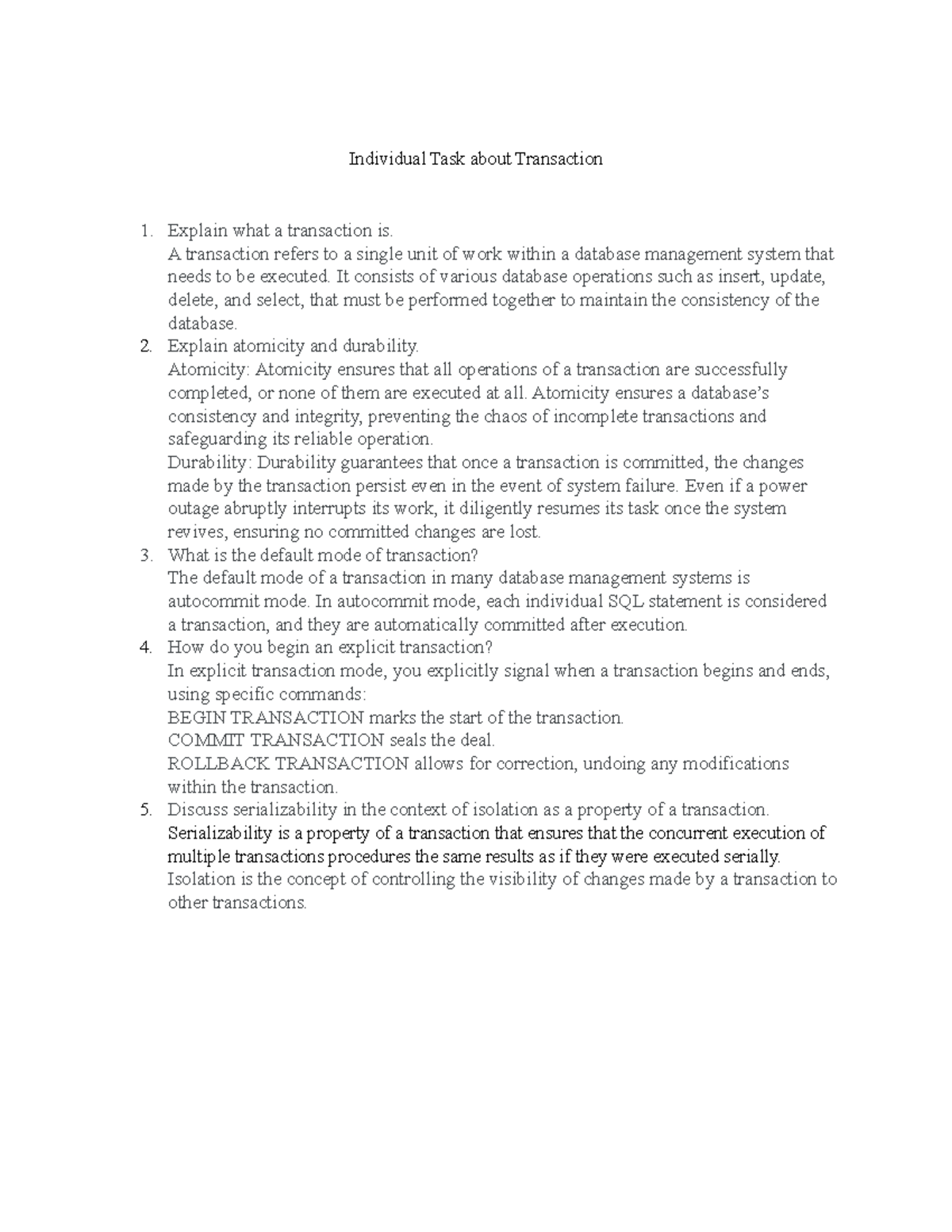 Individual Task about Transaction - Individual Task about Transaction ...