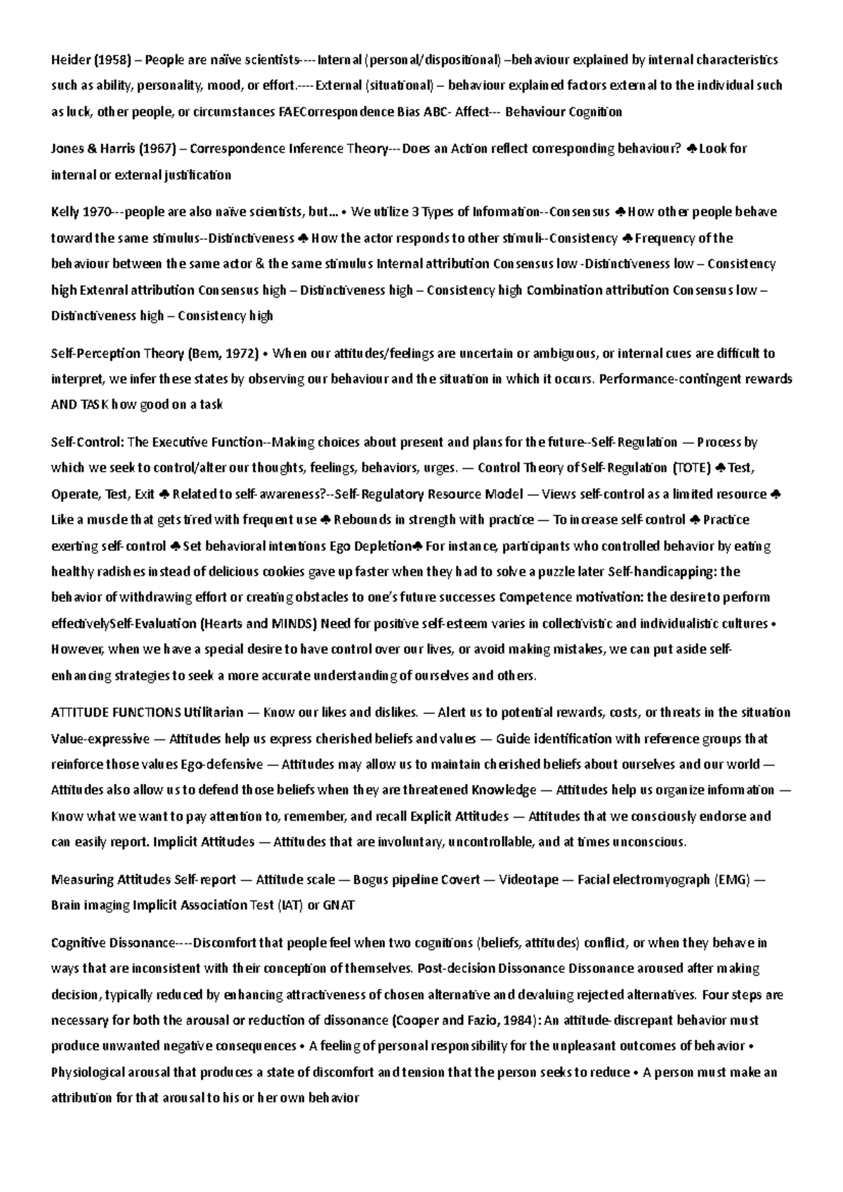 Cheat Sheet - Heider (1958) – People are naïve scientists-Internal ...