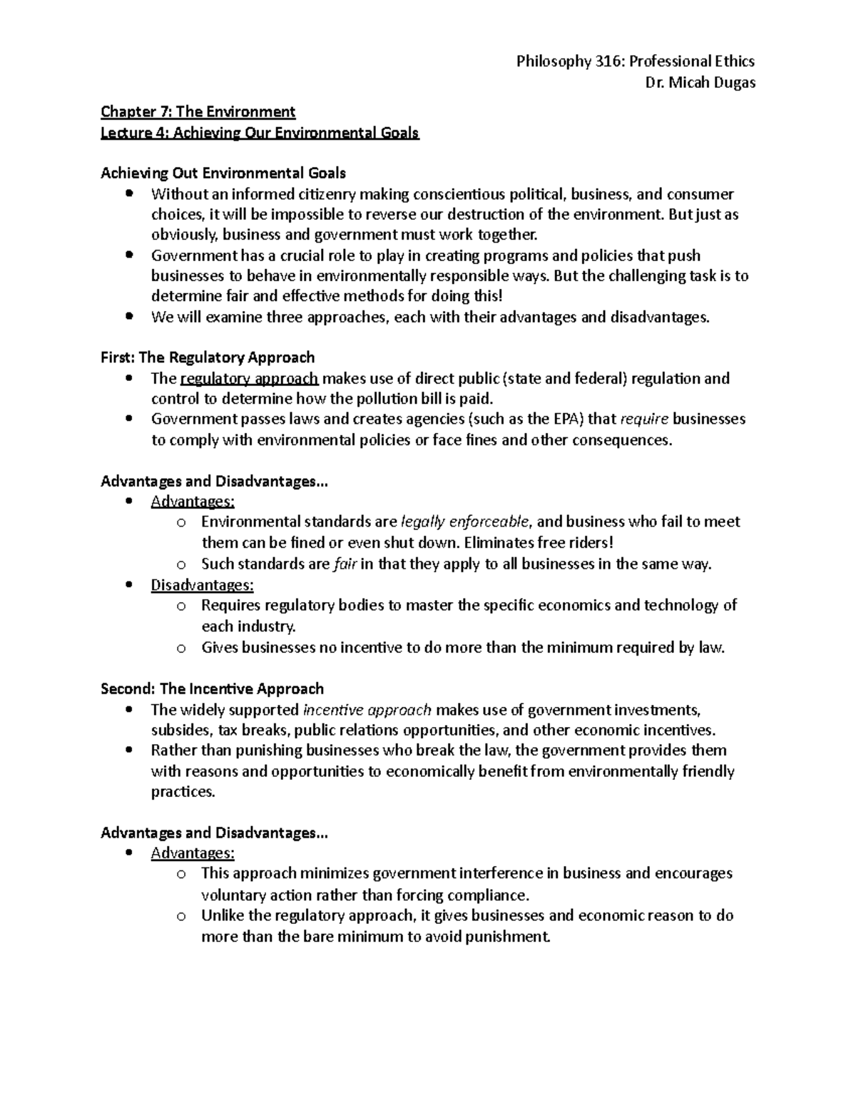 Chapter 7 - Lecture 4 - Philosophy 316: Professional Ethics Dr. Micah Dugas Chapter 7: The - Studocu