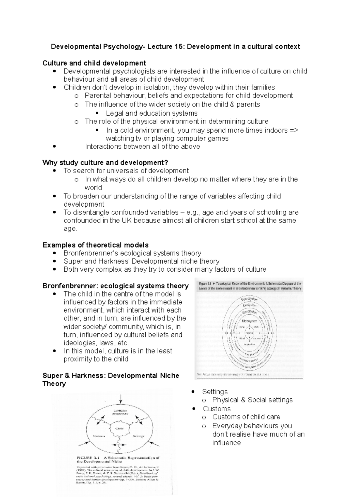 Lecture 15- Development in cultural context - Developmental Psychology ...