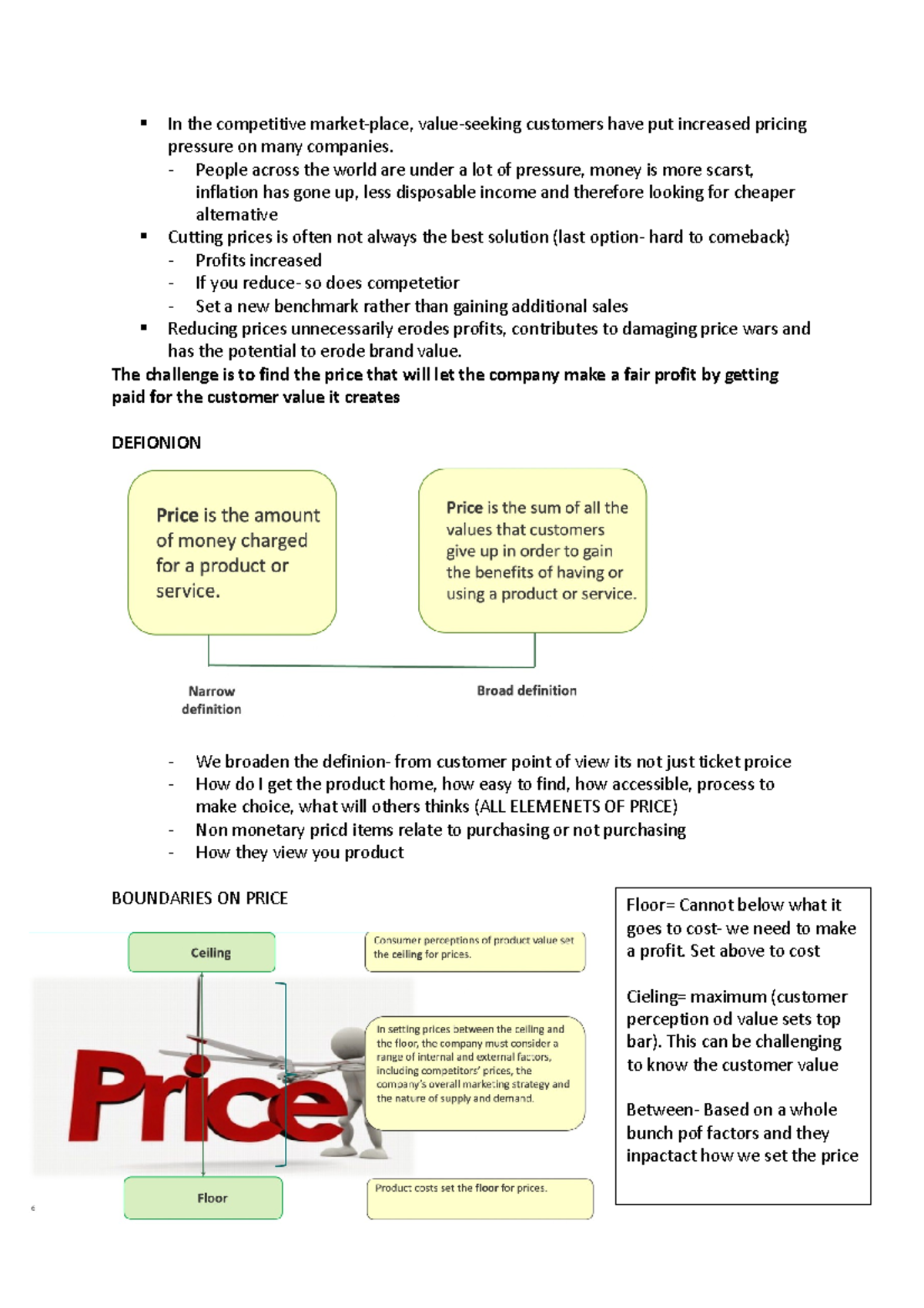 WEEK 7 MMK 101 - notes - § In the competitive market-place, value ...