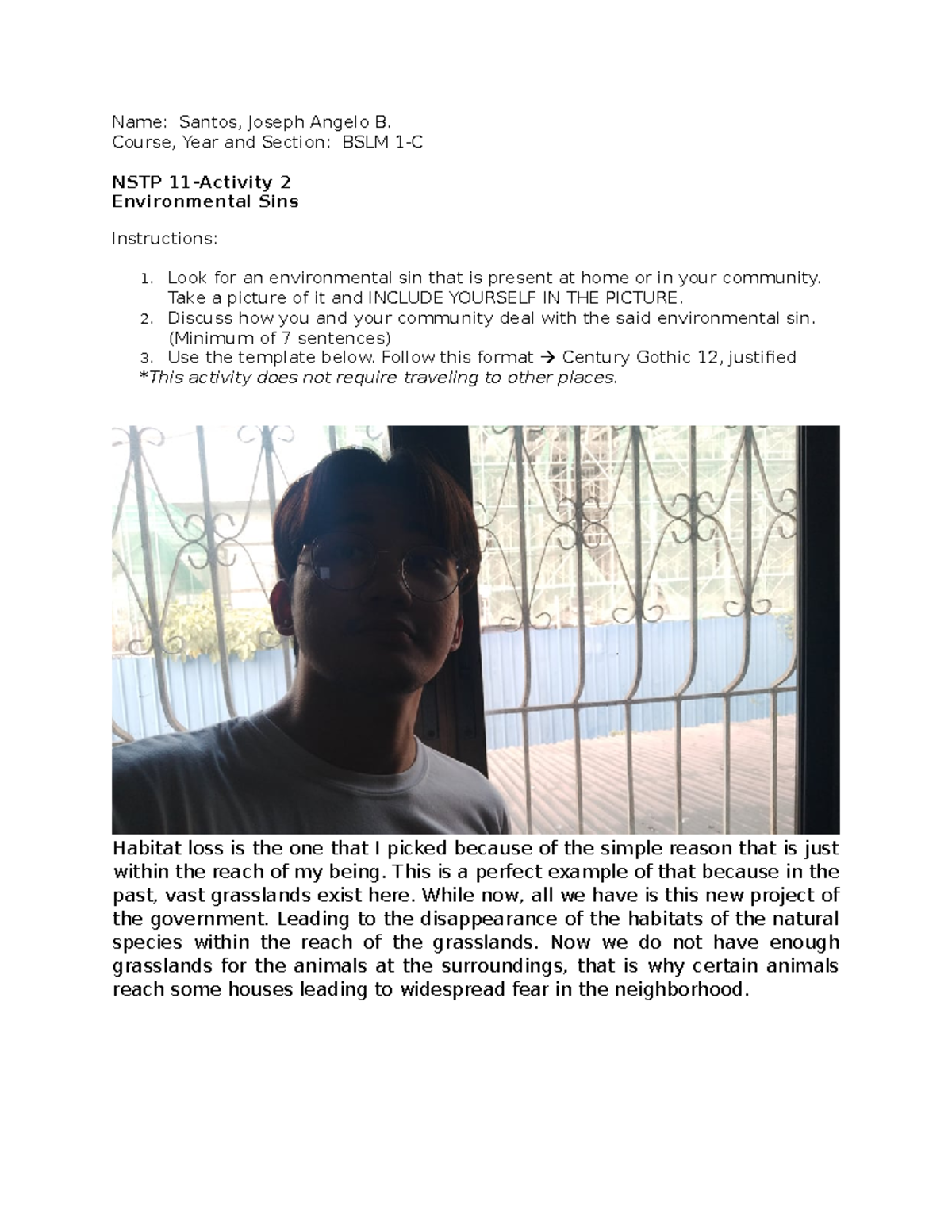 NSTP11 1C Santos Joseph Angelo BSLM 1C - Name: Santos, Joseph Angelo B ...