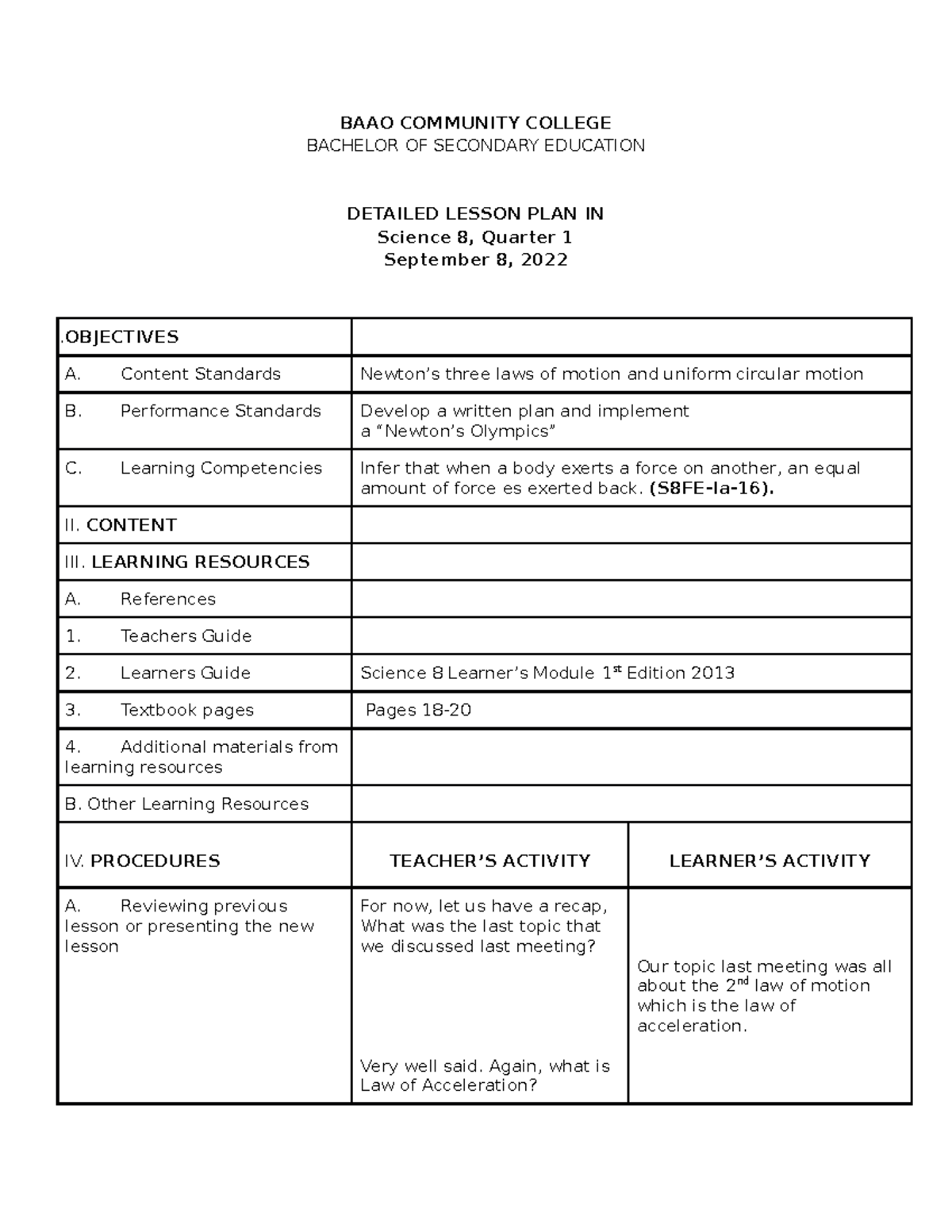 DLP - Sana makatulong - BAAO COMMUNITY COLLEGE BACHELOR OF SECONDARY ...