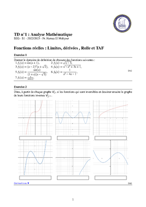 TD 1 Micro 2022.2023 Corrigé - TD microéconomie : Série I Exercice 1 : ...