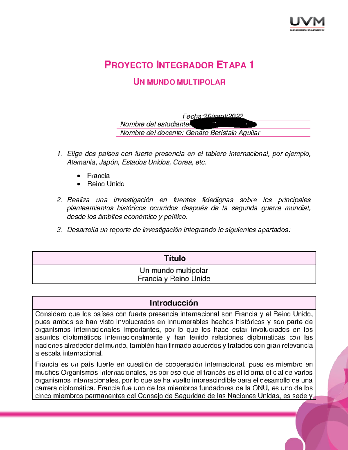 Ooo - actividad integradora primera parte - PROYECTO INTEGRADOR ETAPA 1 UN MUNDO MULTIPOLAR ...