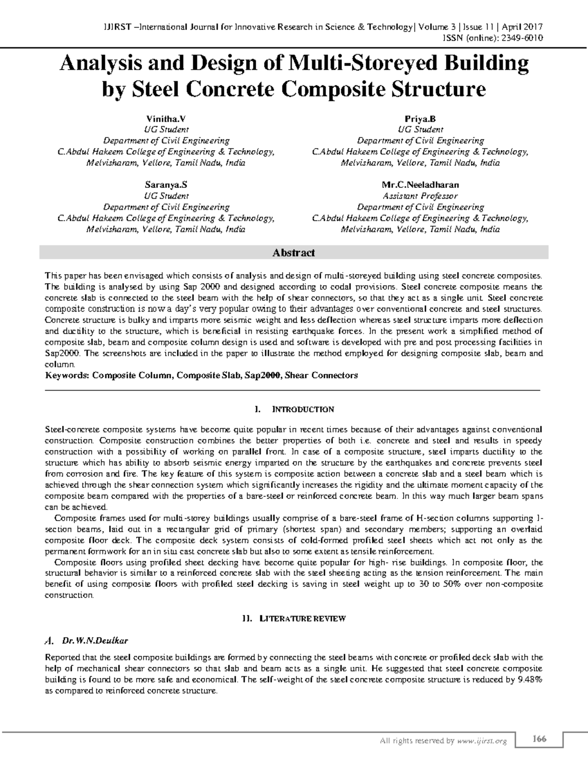 Analysis and Design of Multi Storeyed Building by Steel Concrete ...