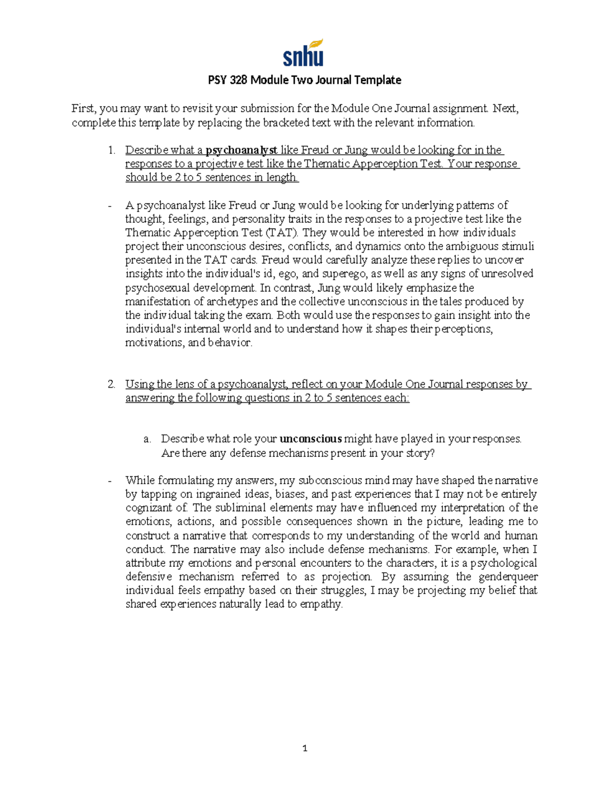 Module Two Journal-PSY328 - PSY 328 Module Two Journal Template First ...