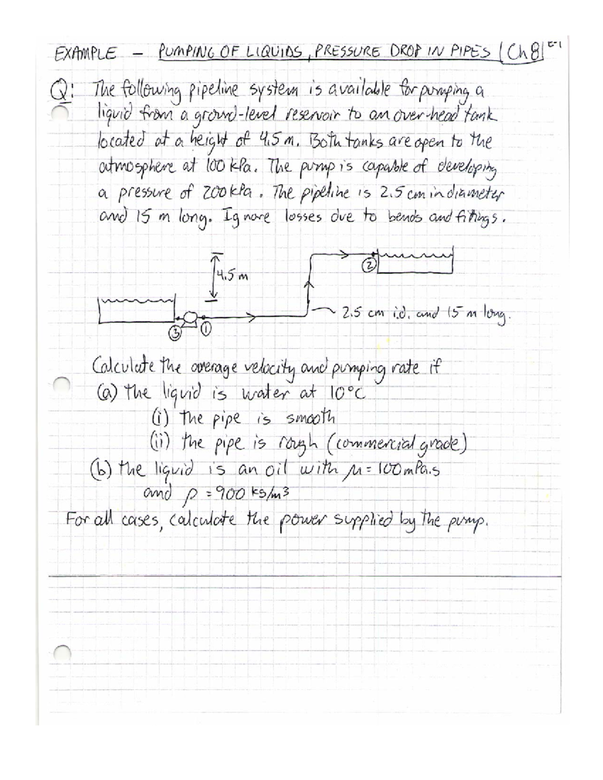 Ch 8 Pumping of liquids example MK1 - ENGG 201 - Studocu