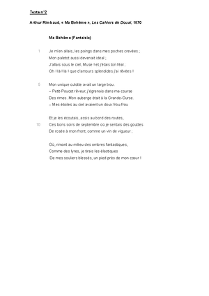 EL3 - (-yt-bt - Texte n° Arthur Rimbaud, « Le Forgeron » (extrait), Les Cahiers de Douai, 1870 ...