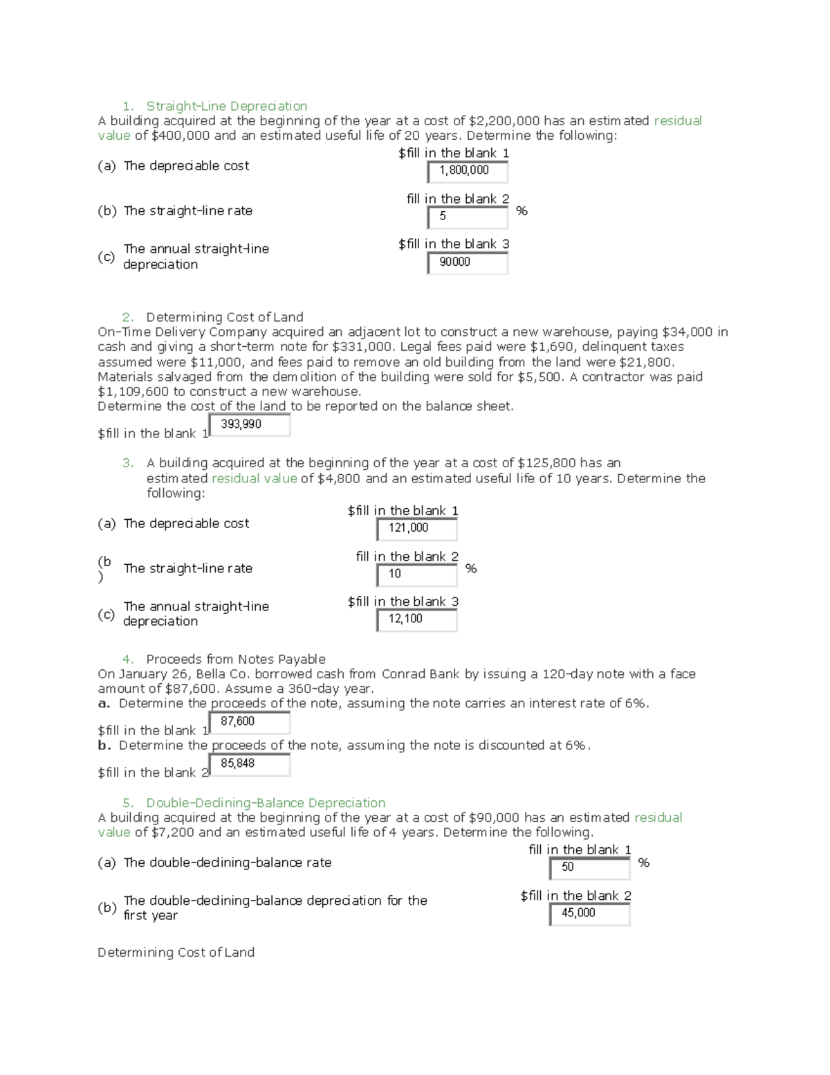 Module 5 Quiz - Straight-Line Depreciation A building acquired at the ...