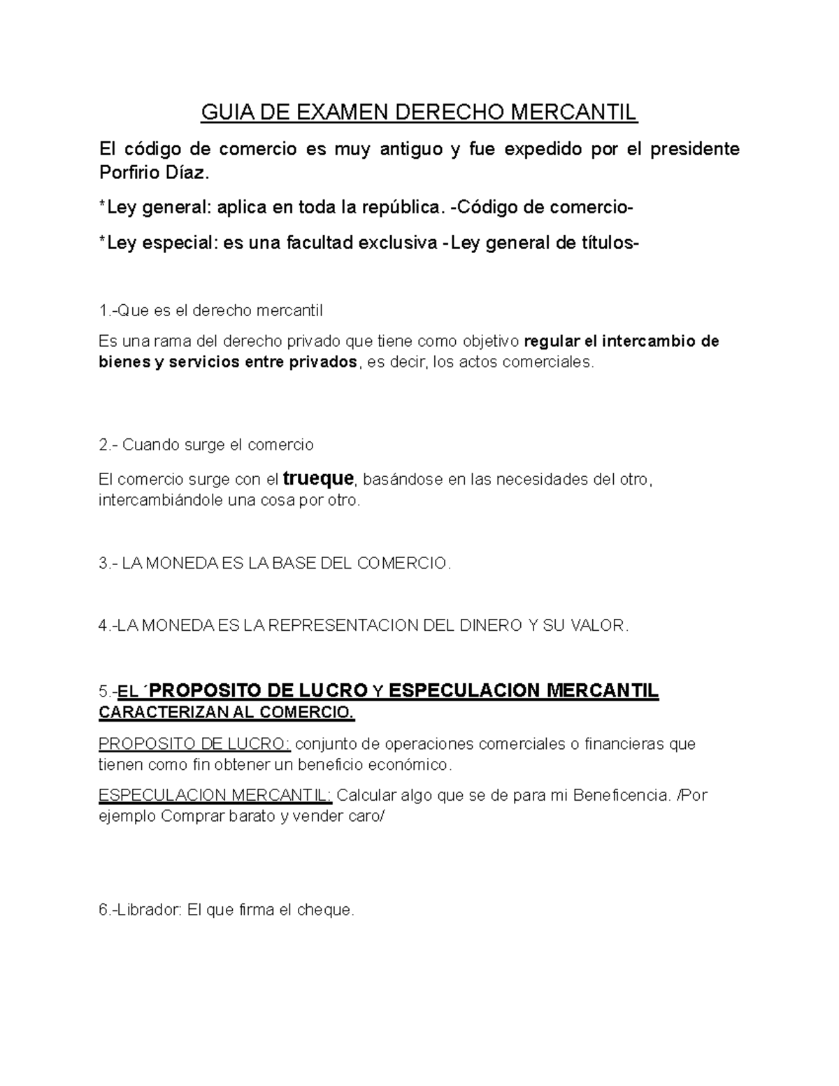 GUIA DE Examen Derecho Mercantil - GUIA DE EXAMEN DERECHO MERCANTIL El ...