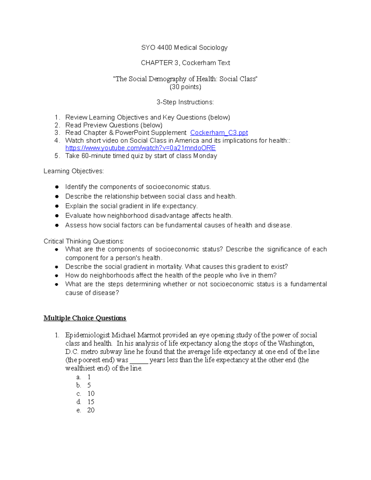 Ch - course module quiz with answers provided - SYO 4400 Medical ...