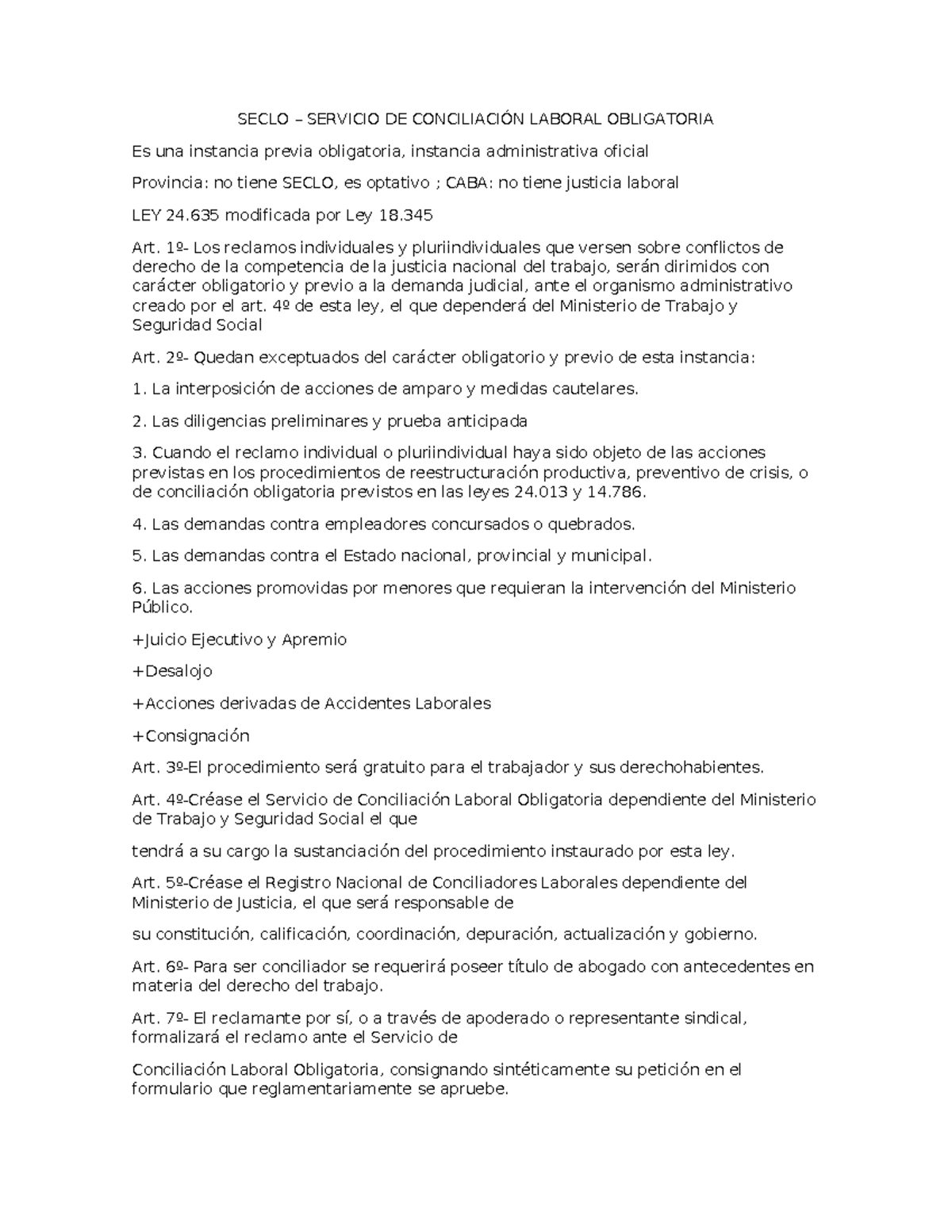 Seclo - SECLO – SERVICIO DE CONCILIACIÓN LABORAL OBLIGATORIA Es una ...