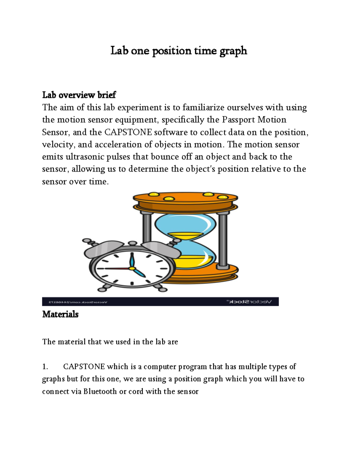 Lab one position time graph - The motion sensor emits ultrasonic pulses ...