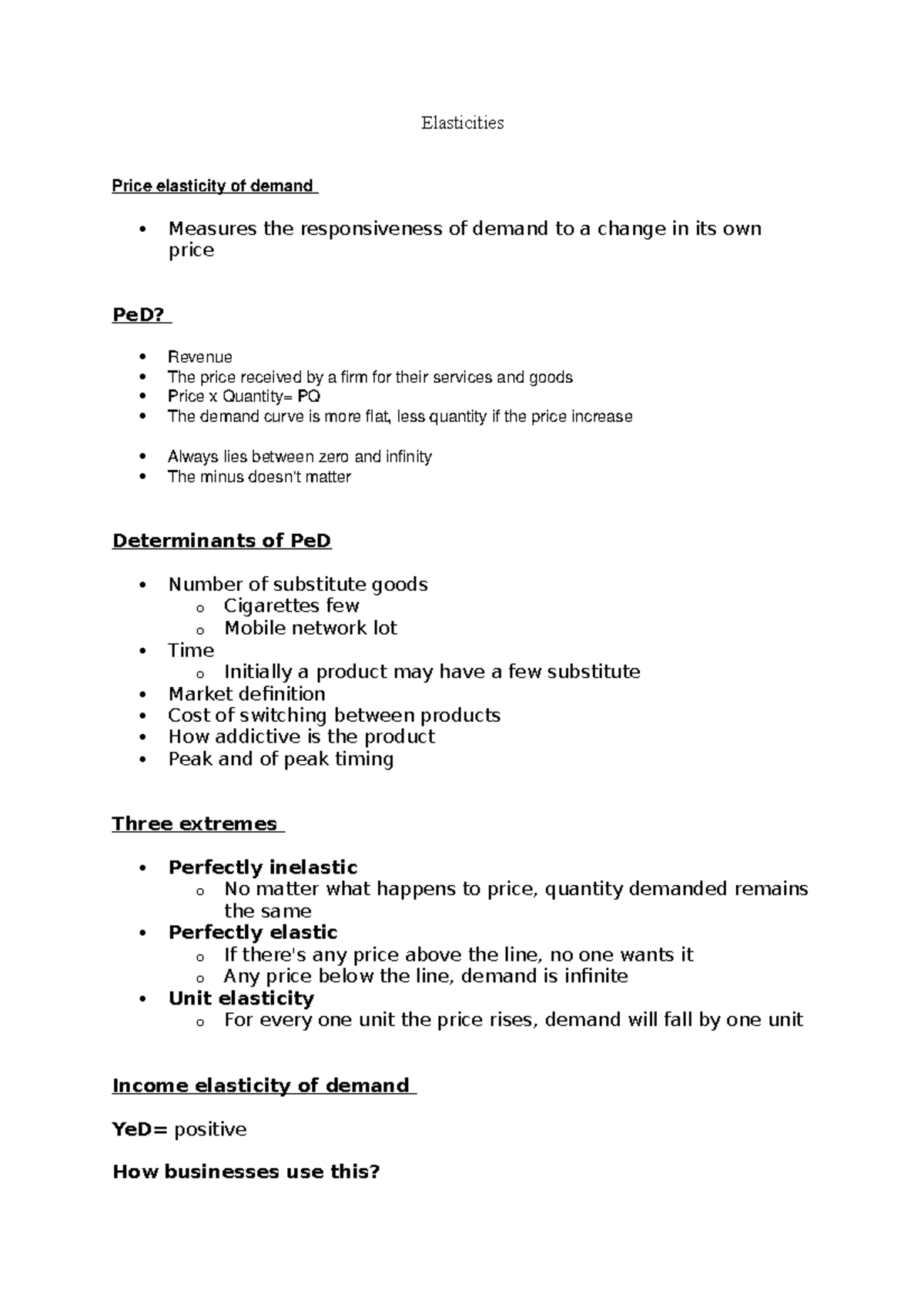 Elasticities - Lecture notes 3 - Elasticities Price elasticity of ...