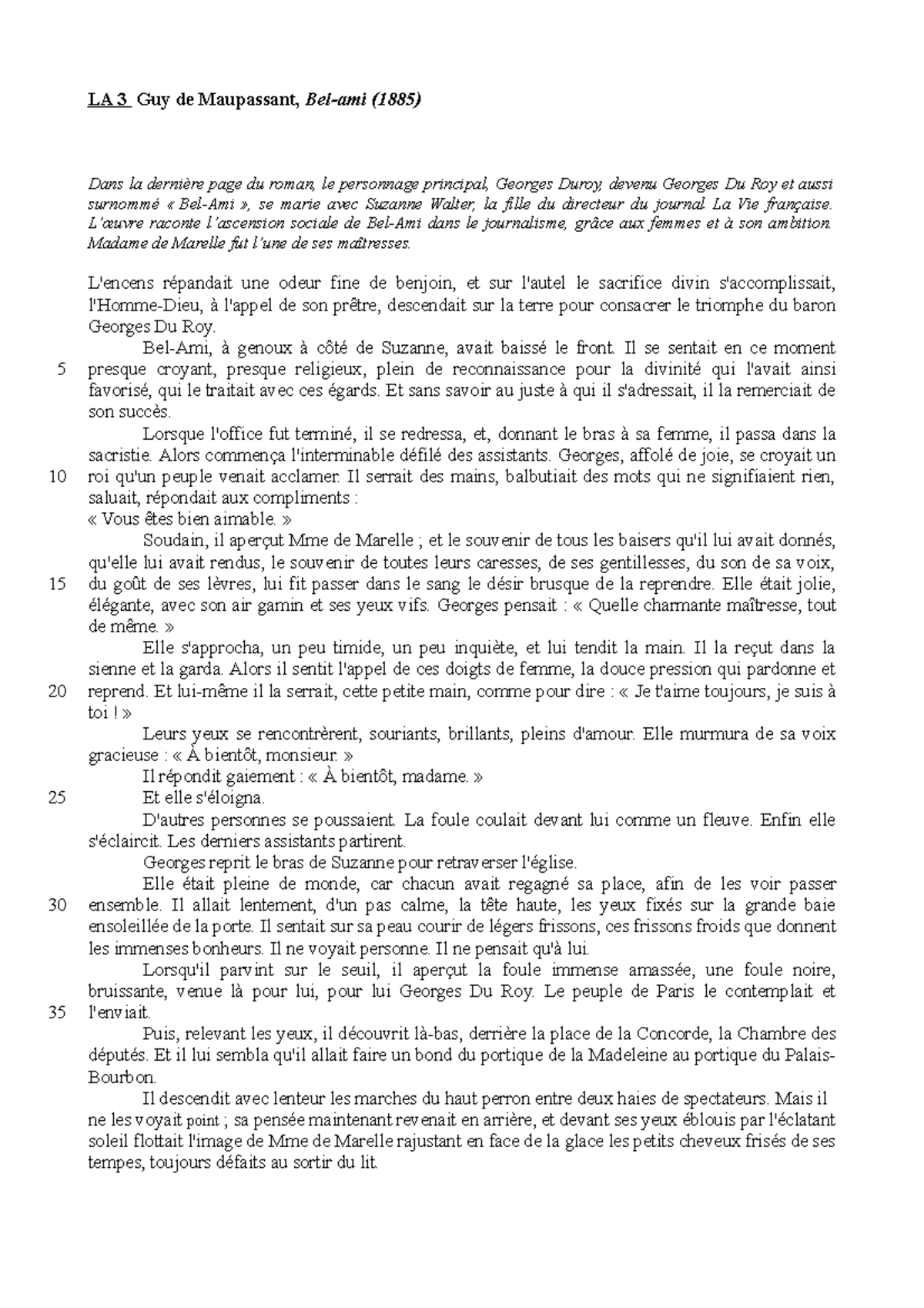 LA 3 Maupassant Bel-ami - LA 3 Guy de Maupassant, Bel-ami (1885) Dans ...