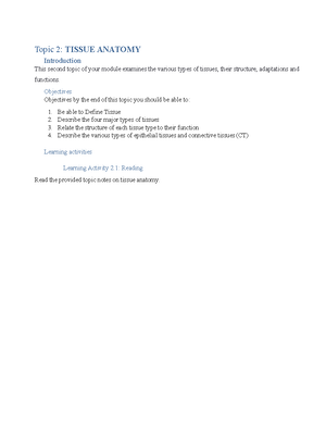 HSM 111 Lecture 3 Notes - for introduction to human anatomy - Topic 3 ...